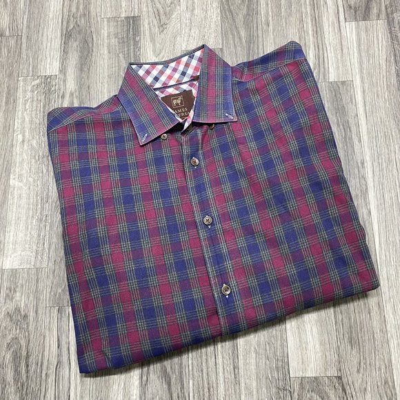 James Tattersall | Shirts | James Tattersall Button Down Blue Maroon ...